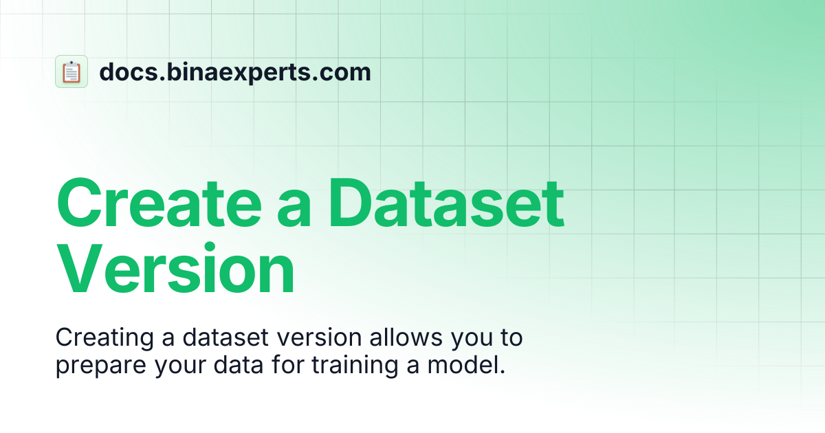 Create a Dataset Version | docs.binaexperts.com